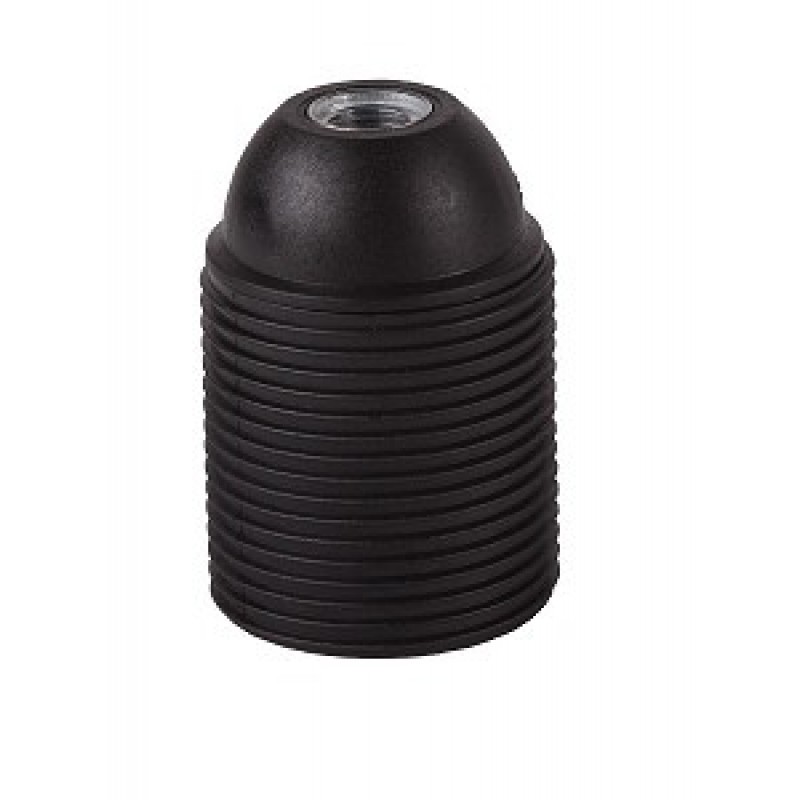 Fitting E27 zwart met buitendraad